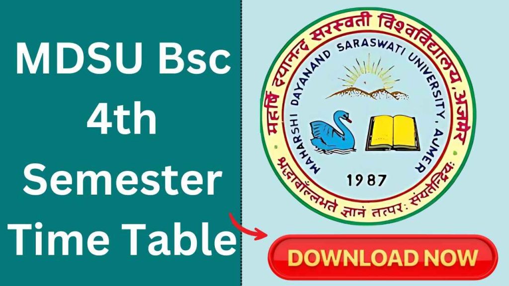 MDSU BSc 4th Semester Time Table 2026-एमडीएसयू बीएससी चतुर्थ सेमेस्टर ...